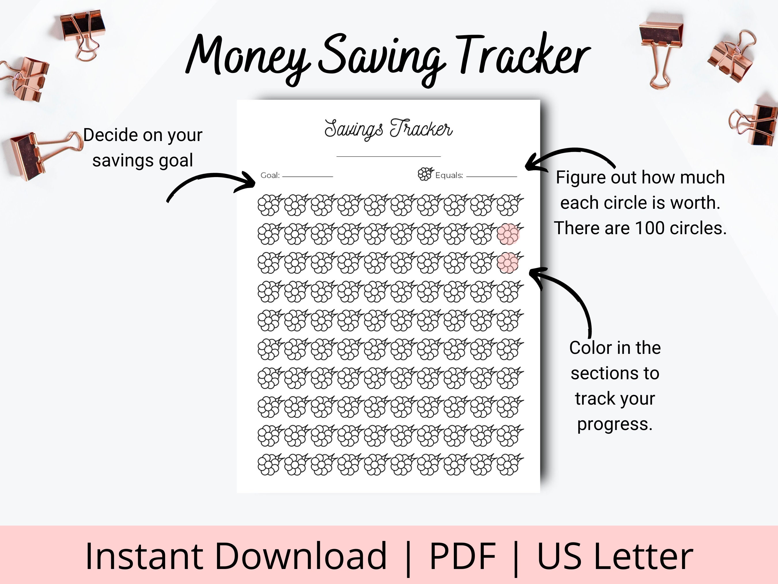 Flower Savings Tracker - Cute Money Savings Tracker Printable - Flower ...