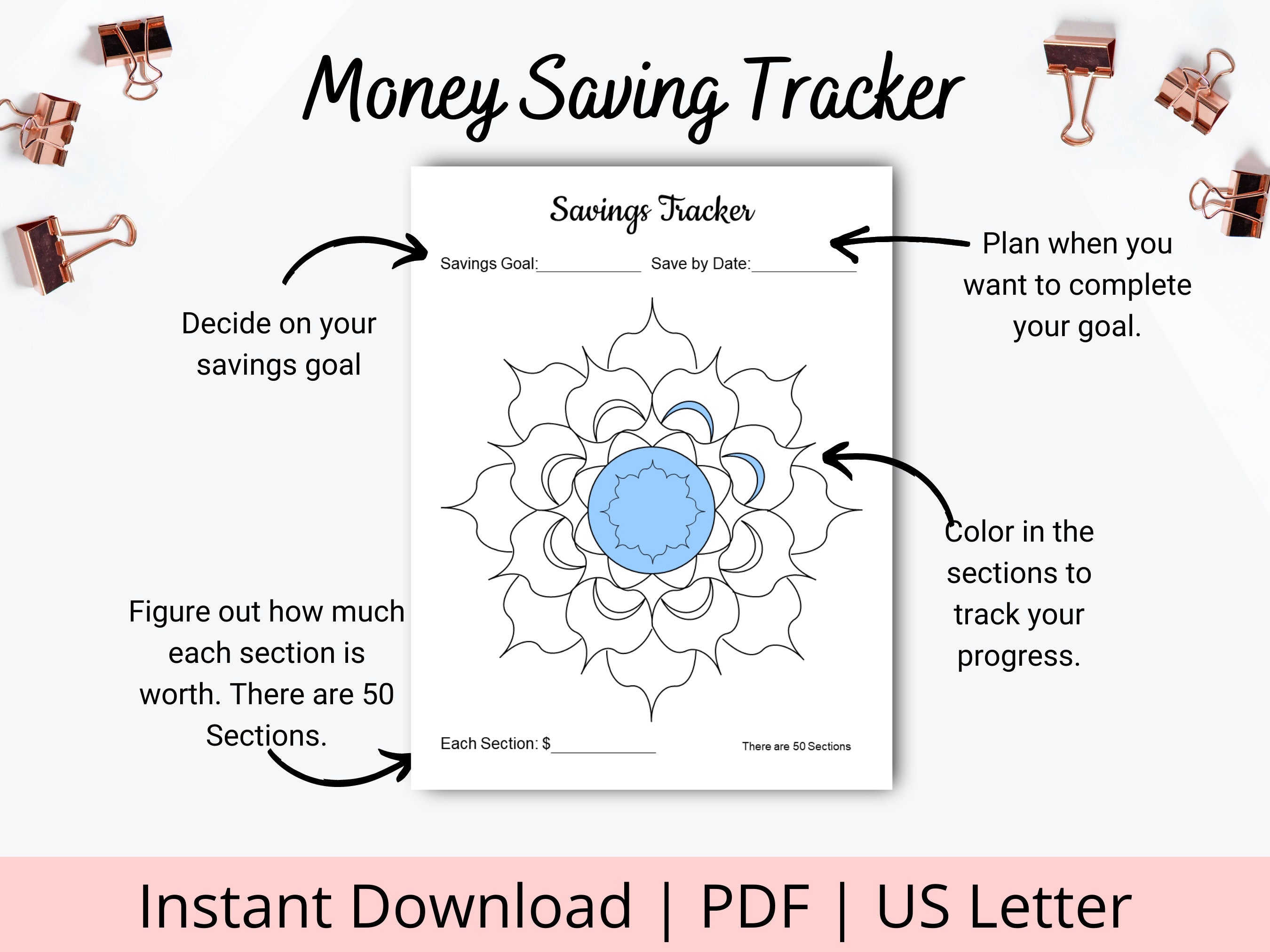Savings Tracker Bundle Cute Money Saving Kit Savings Tracker Printables ...