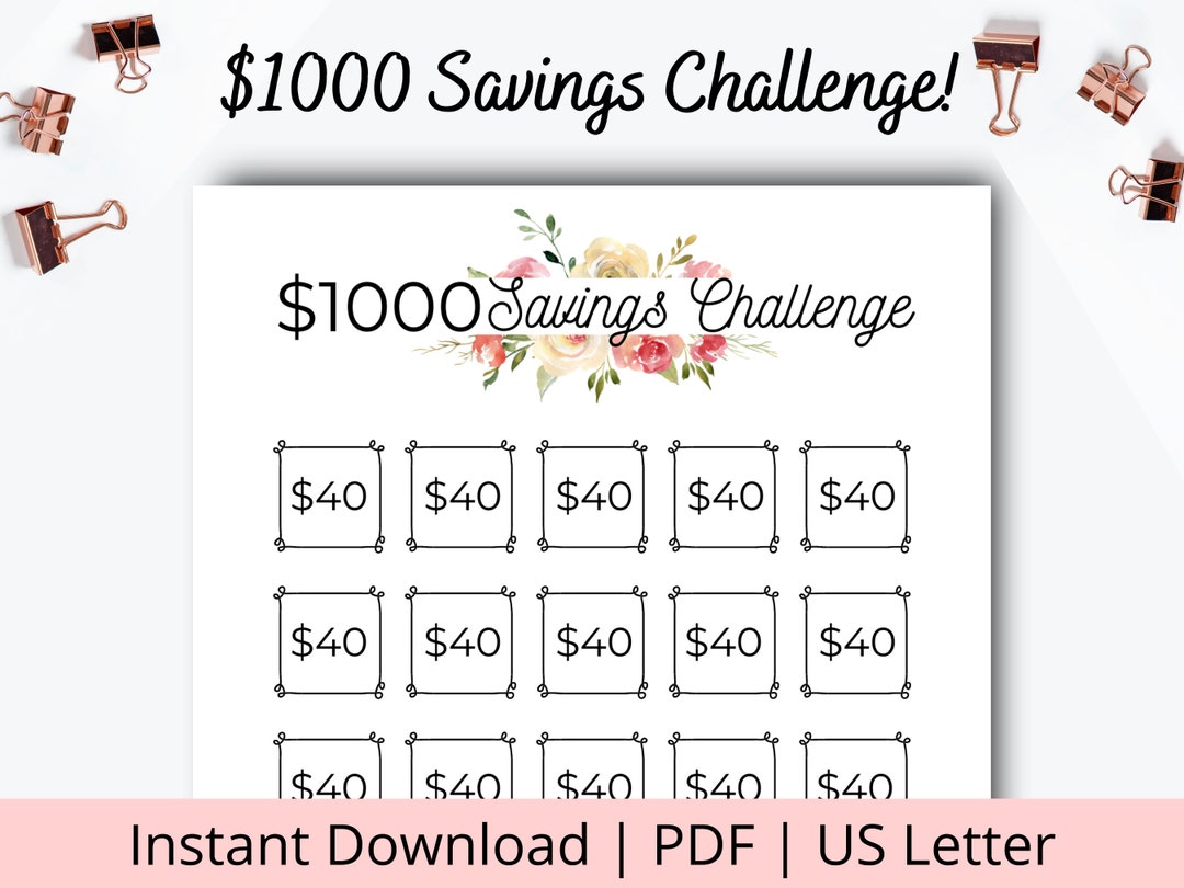 1000 Saving Challenge - 1k Savings Challenge - 1000 Saving Tracker - 1k ...