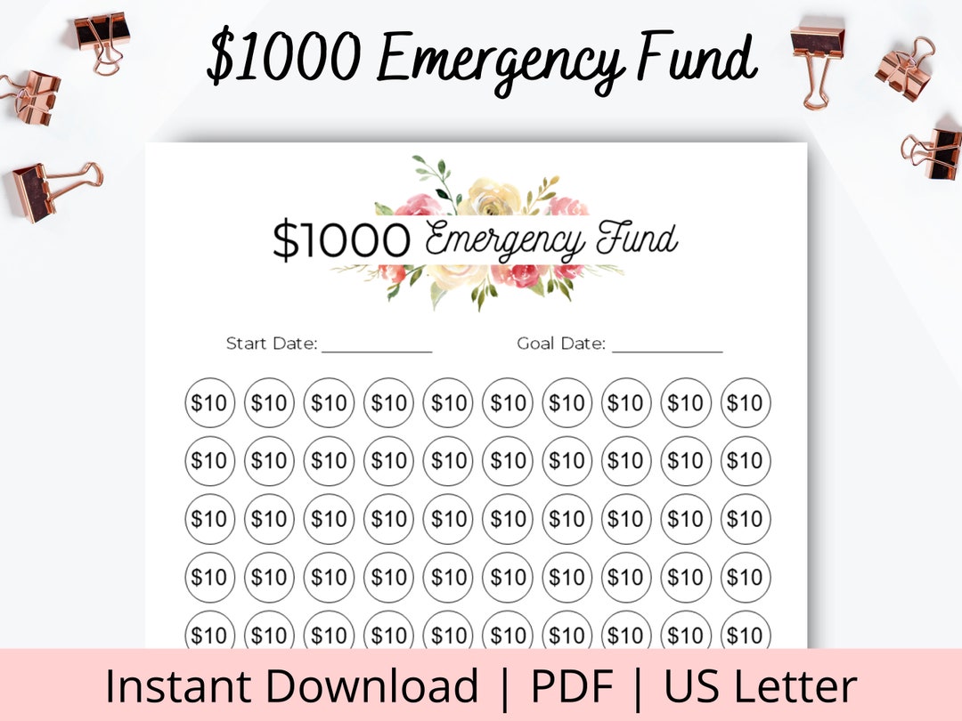 1000 Emergency Fund Challenge - 1000 Savings Challenge - 1k Savings ...