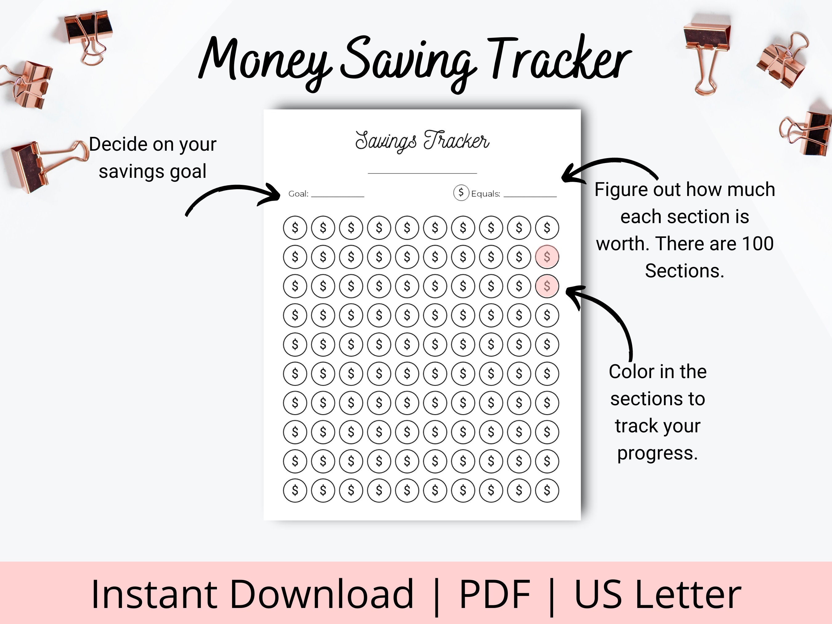 Savings Tracker Bundle Cute Money Saving Kit Savings Tracker Printables ...