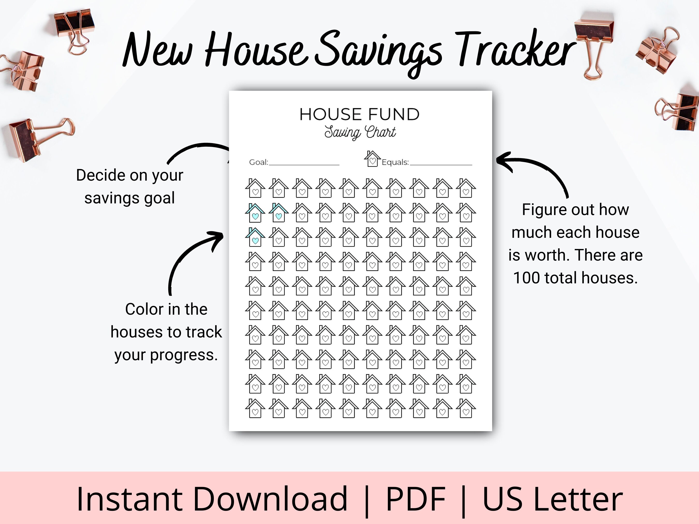 Printable House Savings Tracker - House Down Payment Sheet - New Home ...