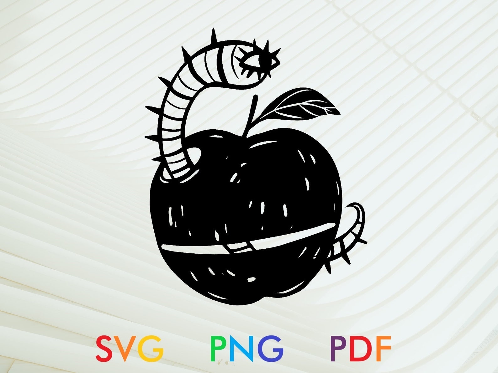 Apple Svg, Apple Png, Black Apple Svg, Black Apple Png, Apple With Worm ...