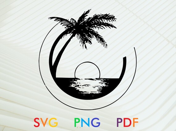 Hawaii Sunset Svg Hawaii Sunset Png Sunset With Palm Trees - Etsy