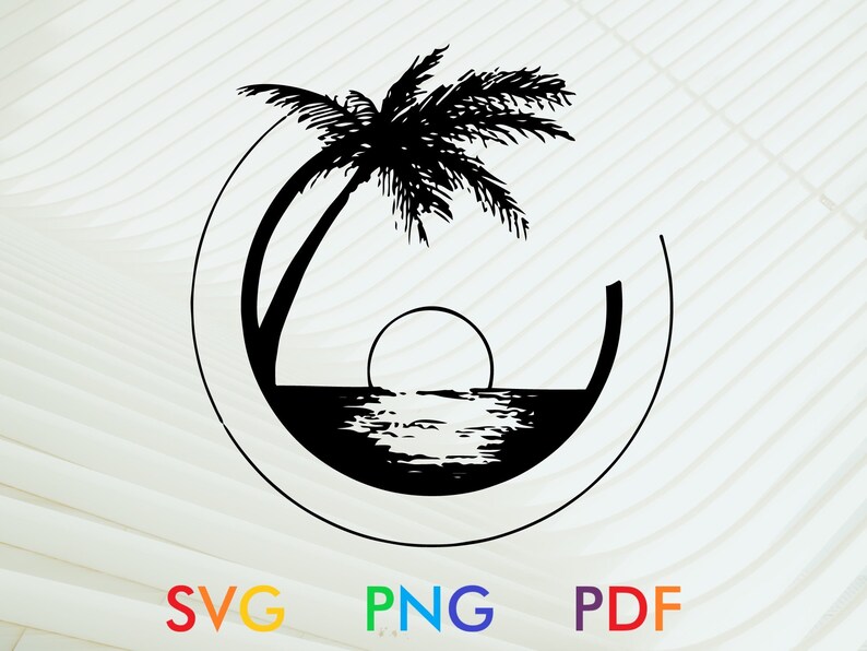 Hawaii Sunset Svg, Hawaii Sunset Png, Sunset With Palm Trees Png ...