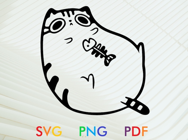 Cat With Fish Svg, Cat With Fish Png, Funny Cat Svg, Funny Cat Png, Fat ...