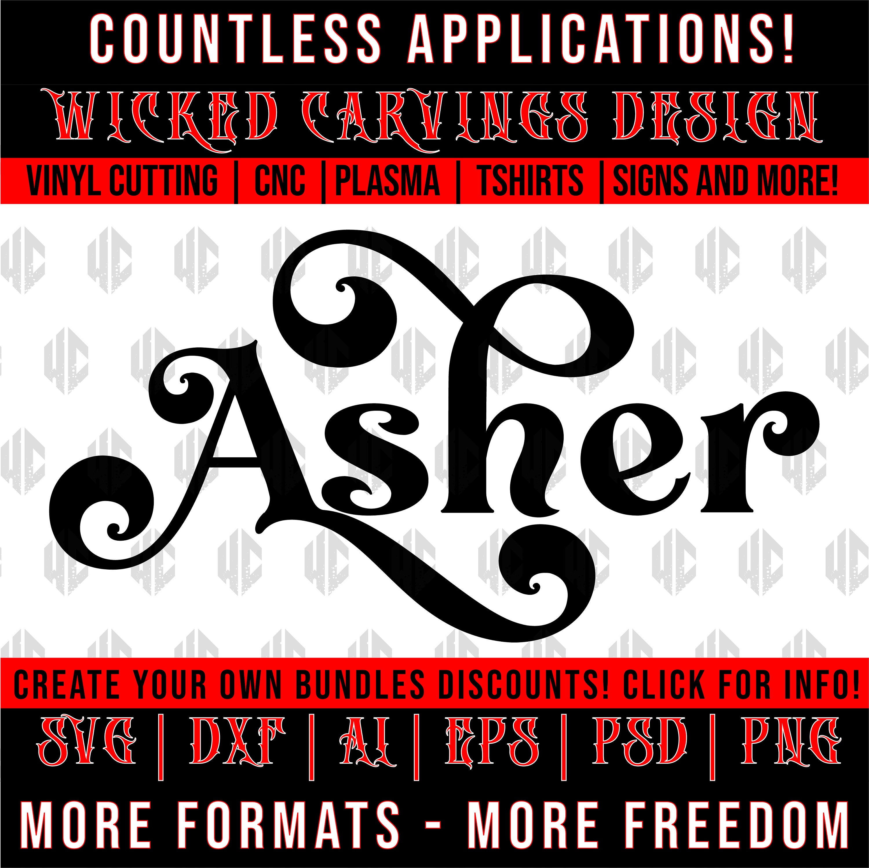 Asher Boy Baby Infant Name SVG Dxf Vector Diy Image Cut File Vinyl Silhouette Cricut Tshirt ...