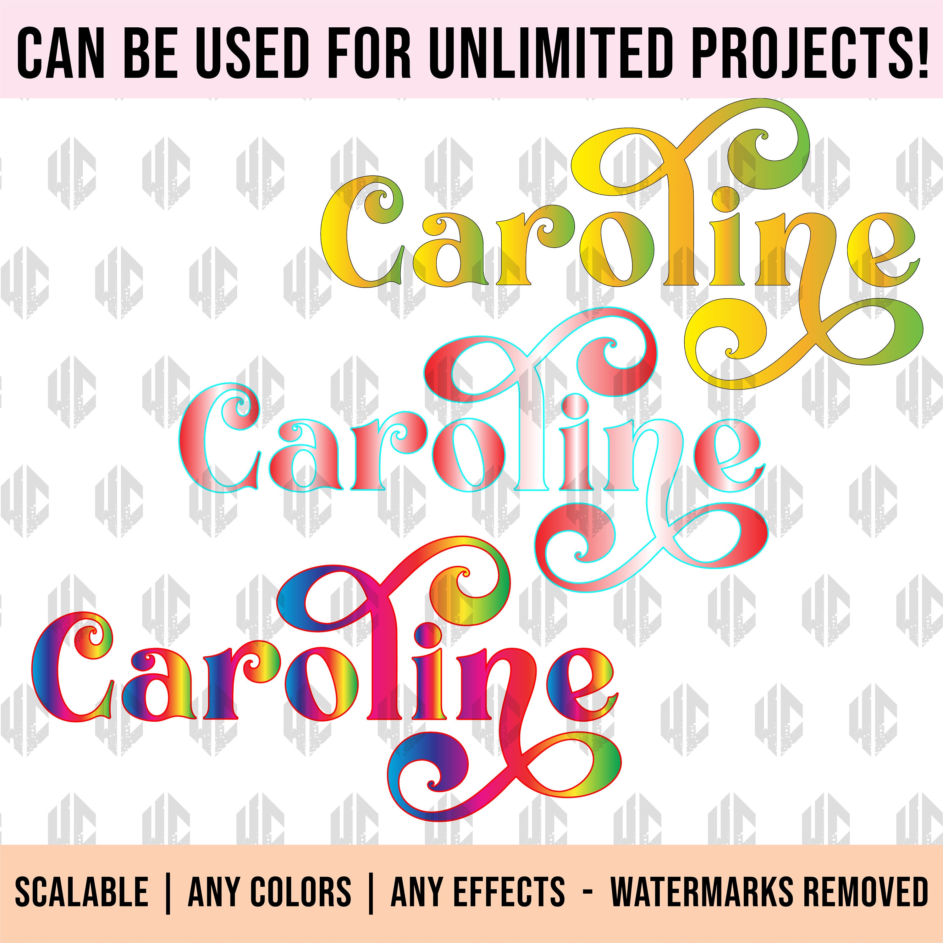 Caroline Girl Baby Infant Name SVG Dxf Vector Diy Image Cut File Vinyl ...