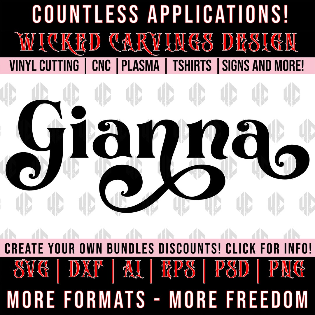 Gianna Girl Baby Infant Name SVG Dxf Vector Diy Image Cut File Vinyl ...