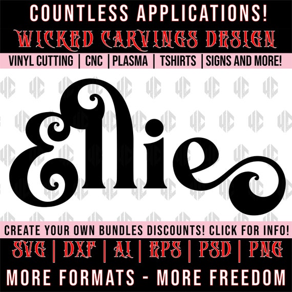 Ellie Girl Baby Infant Name SVG Dxf Vector Diy Image Cut File | Etsy