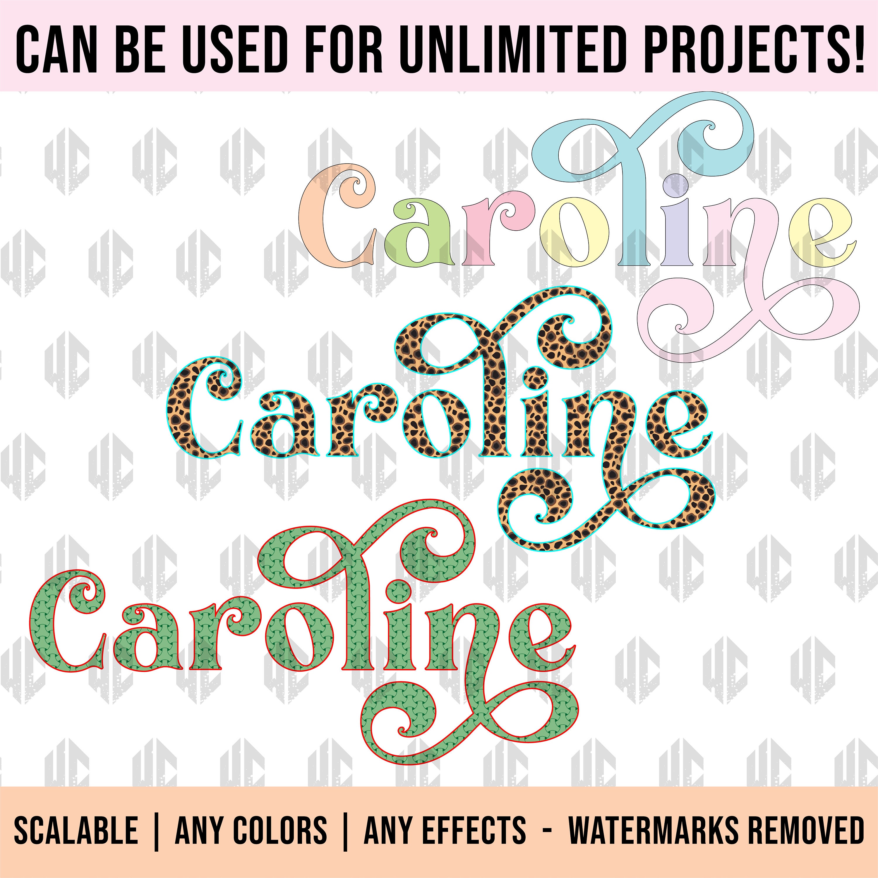 Caroline Girl Baby Infant Name SVG Dxf Vector Diy Image Cut File Vinyl ...