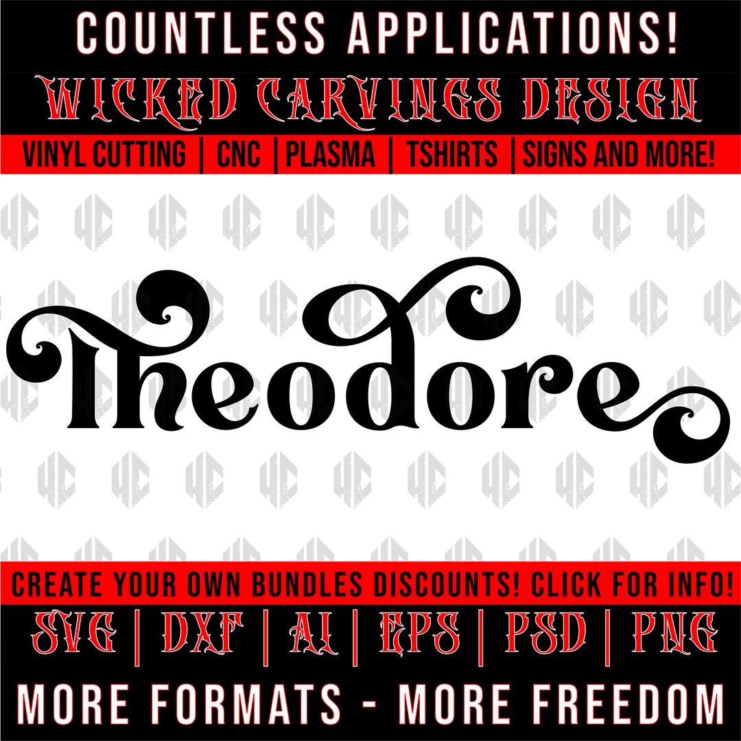 Theodore niño bebé nombre del bebé SVG dxf vector diy imagen cortada ...