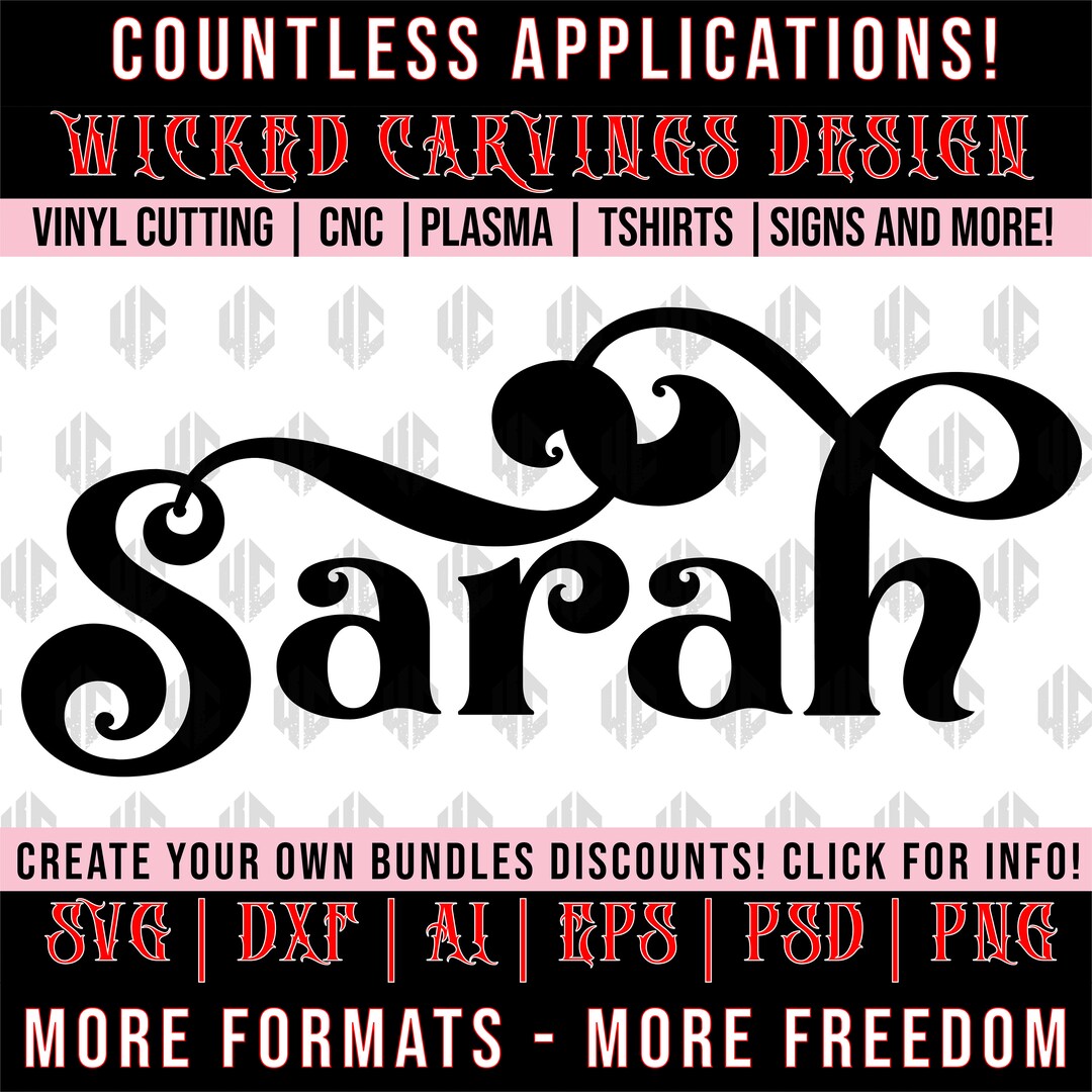 Sarah Girl Baby Infant Name SVG Dxf Vector Diy Image Cut File Vinyl ...