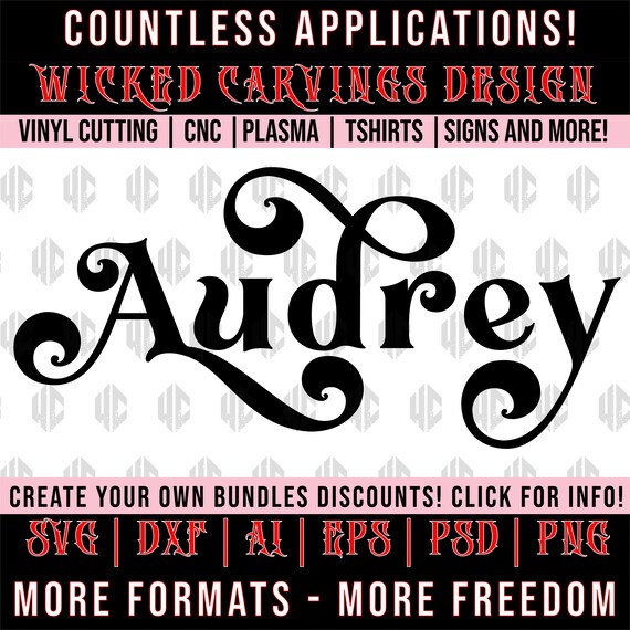 Audrey Girl Baby Infant Name SVG Dxf Vector Diy Image Cut File | Etsy