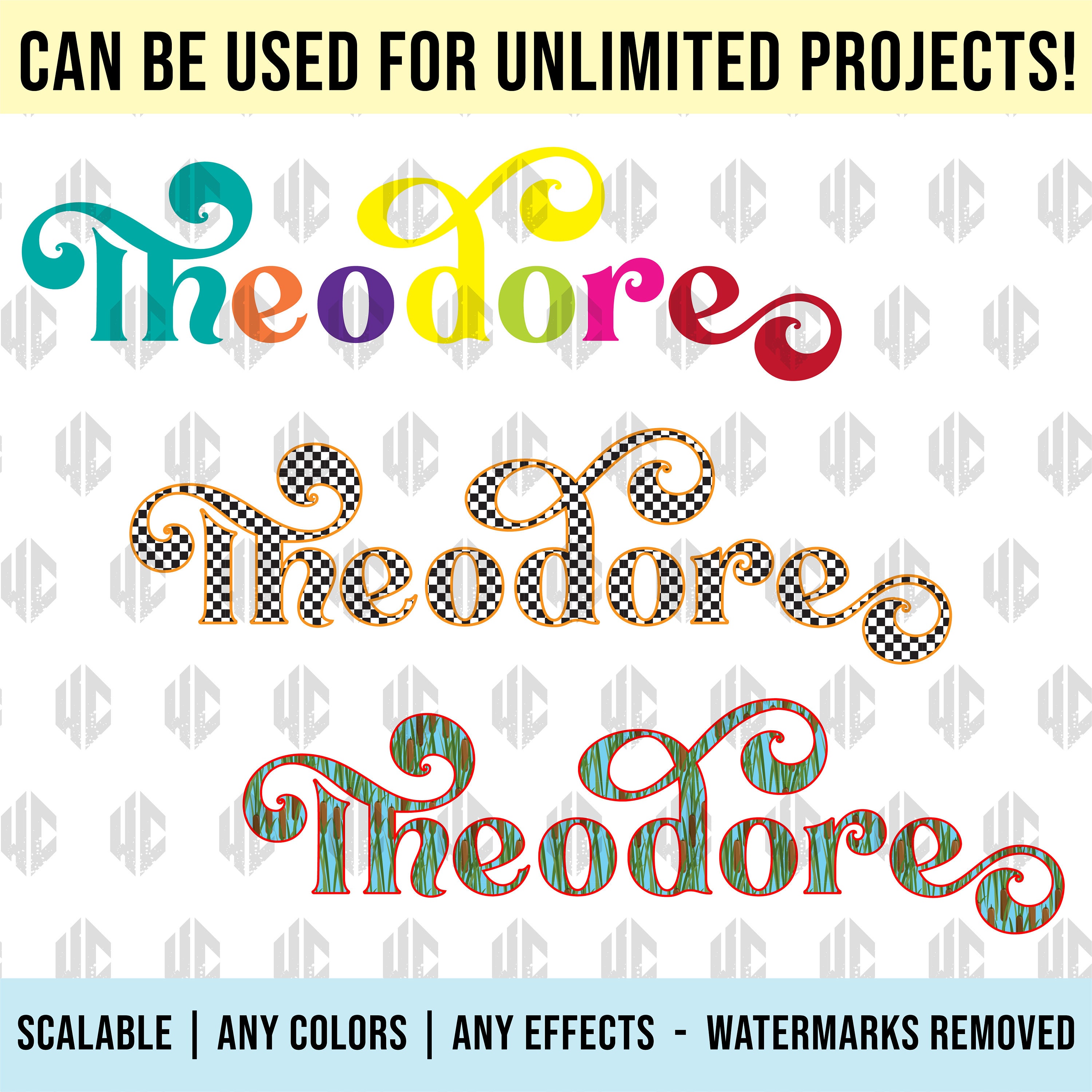 Theodore niño bebé nombre del bebé SVG dxf vector diy imagen cortada ...