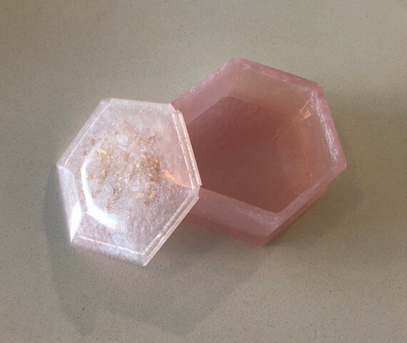 Pink & Gold Resin Jewelry Box colours Customizable - Etsy UK