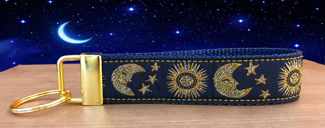Sun and Moon Key Fob, With Brass Plated Hardware - Etsy