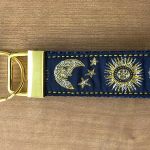 Sun and Moon Key Fob, With Brass Plated Hardware - Etsy