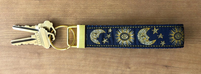Sun and Moon Key Fob With Brass Plated Hardware - Etsy