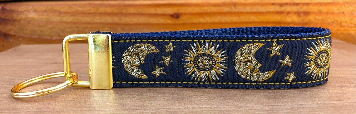Sun and Moon Key Fob With Brass Plated Hardware - Etsy