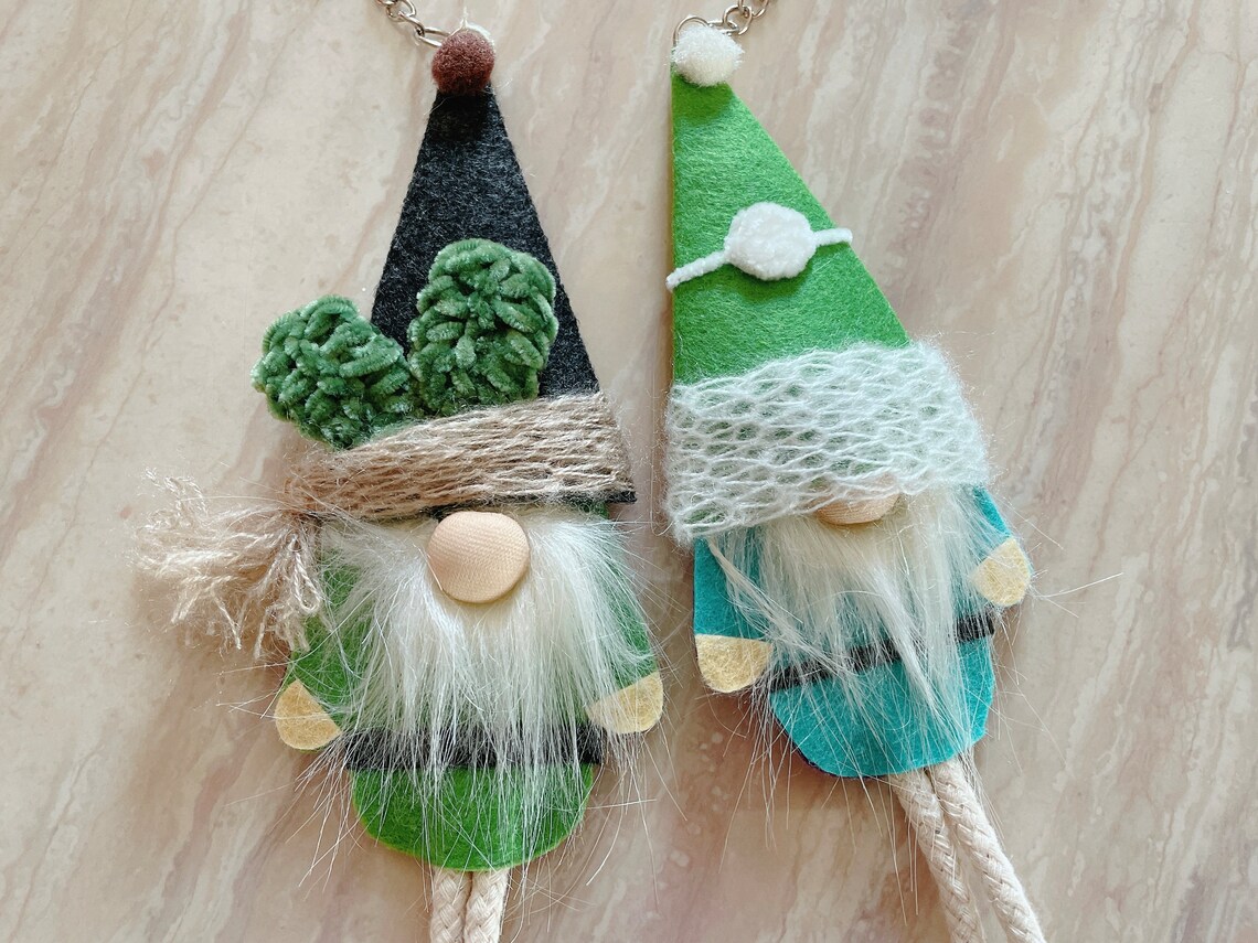 Gnome Keychain, Gnome Keyring, Adorable Gnome Christmas Ornament, Gnome ...