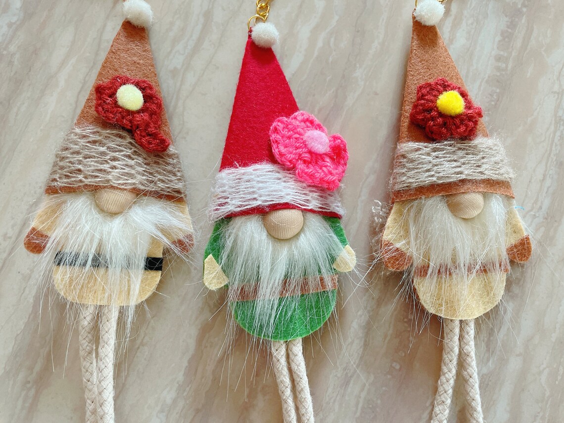 Gnome Keychain, Gnome Keyring, Adorable Gnome Christmas Ornament, Gnome ...