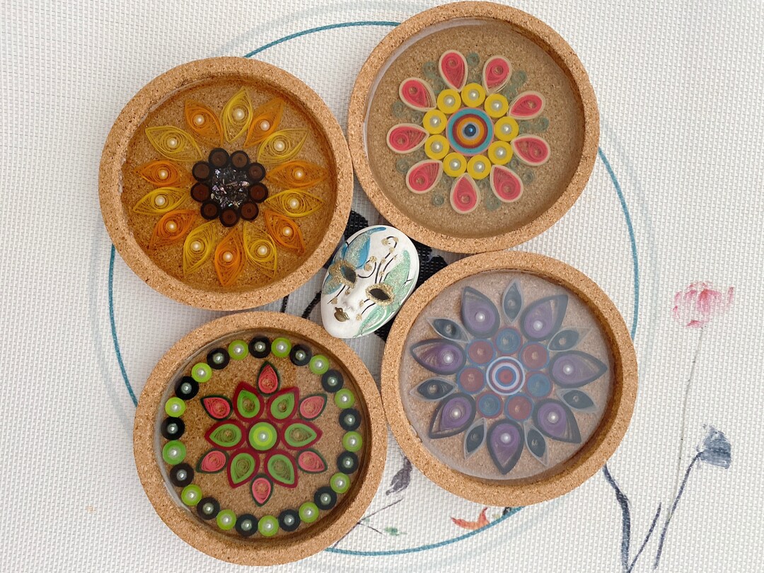Flower Resin Cork Coaster, Resin Cork Tray, Resin Cork Plate, Resin Art ...