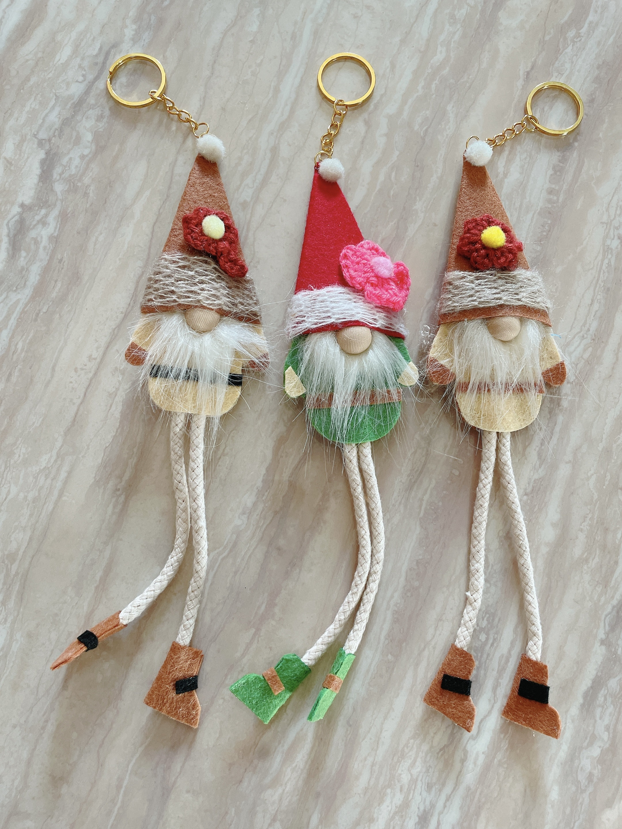 Gnome Keychain, Gnome Keyring, Adorable Gnome Christmas Ornament, Gnome ...