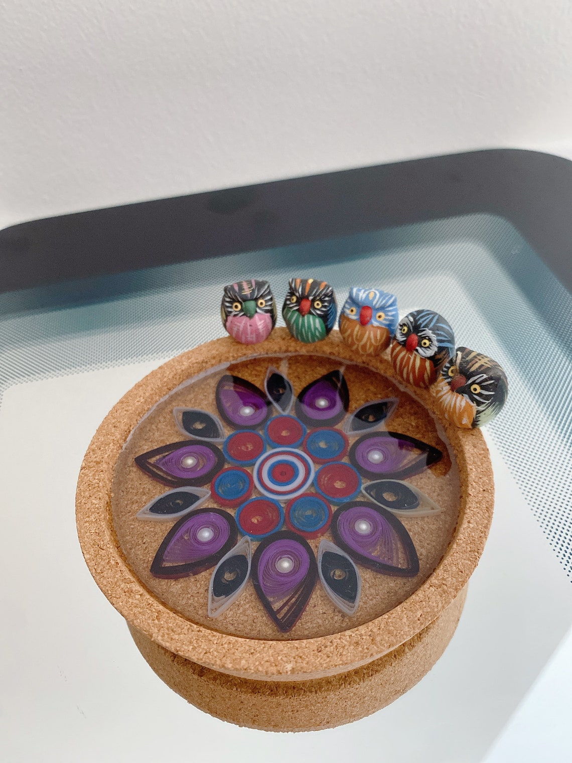 Flower Resin Cork Coaster, Resin Cork Tray, Resin Cork Plate, Resin Art ...