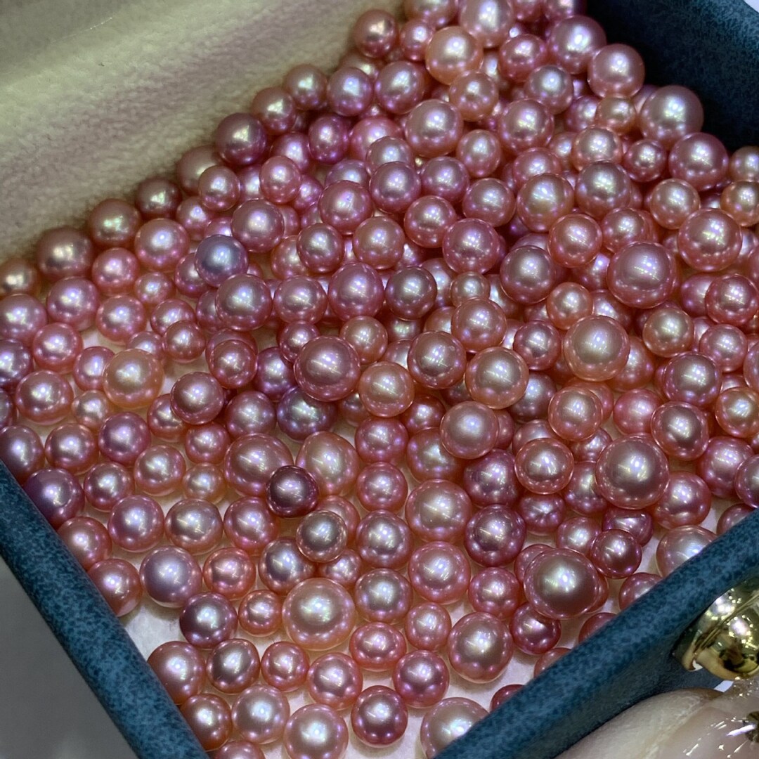 4.5-5mm Genuine Freshwater Akoya Mini Pink Loose Pearls Near Round ...
