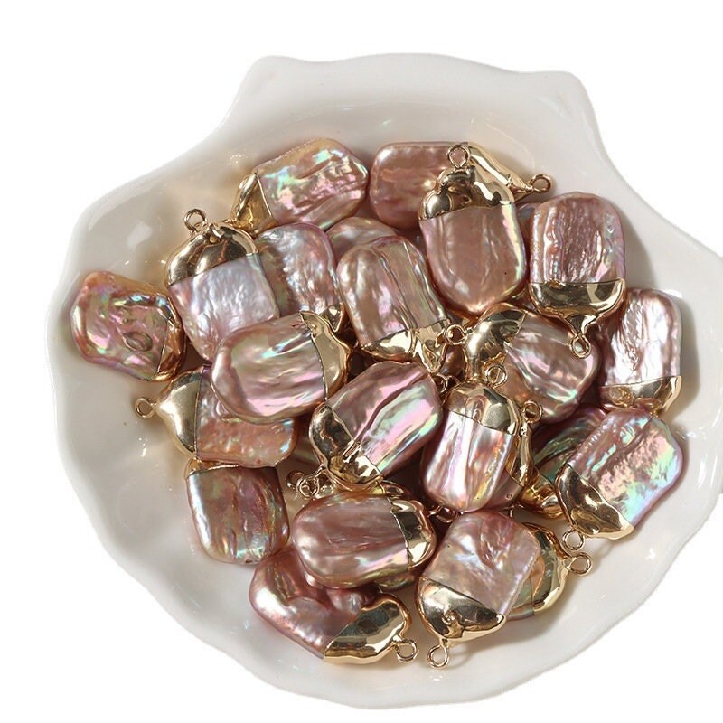 1425mm Natural Gold Plated Baroque Irregular Pearl Charms Earring ...
