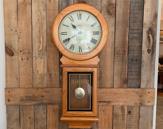 Vintage 29” Greenfield Manor Regulator Clock-hamilton Clock Co-quartz ...