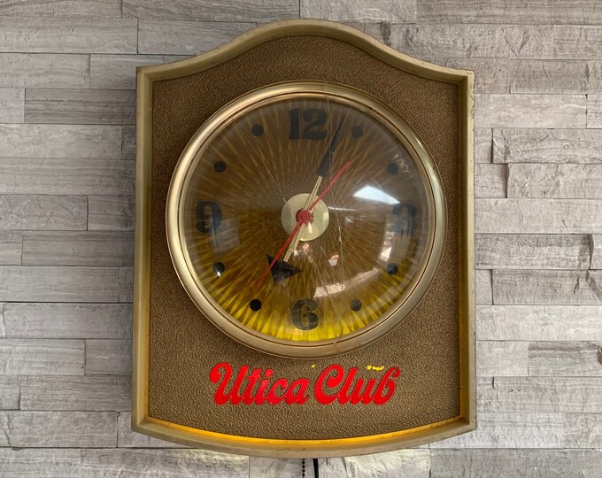 Vintage Utica Club Beer Lighted Clock-working but Cracked-mid Century ...