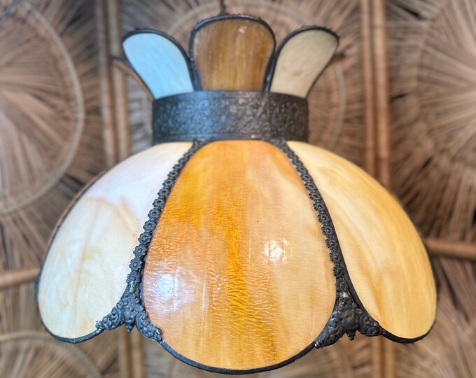 Vintage Virden Light Fixture-pendant Lamp-hanging Lamp-bent Glass Tulip ...