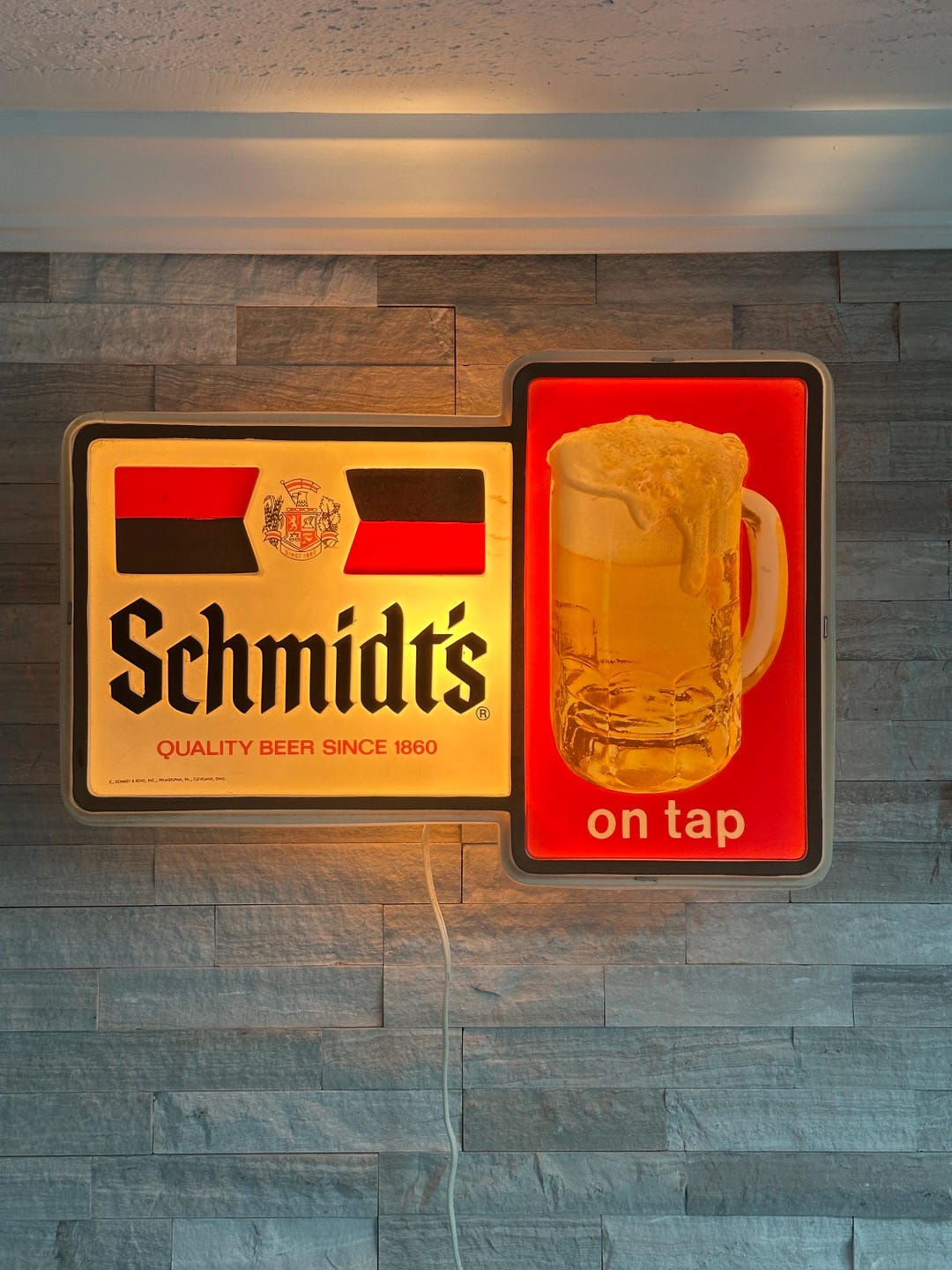 Vintage Beer Lighted Sign-schmidt's Beer-mid Century Beer Sign ...