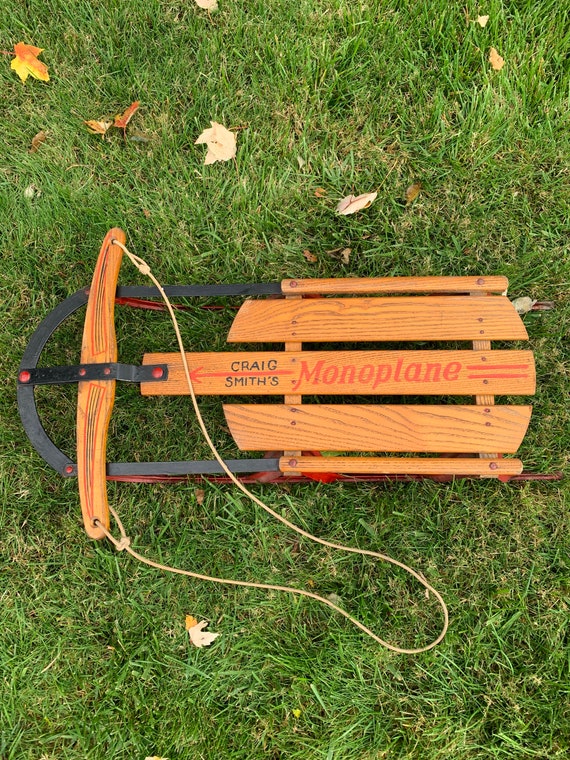 Vintage Monoplane Sled-vintage Snow Sled Toboggan-wood & - Etsy