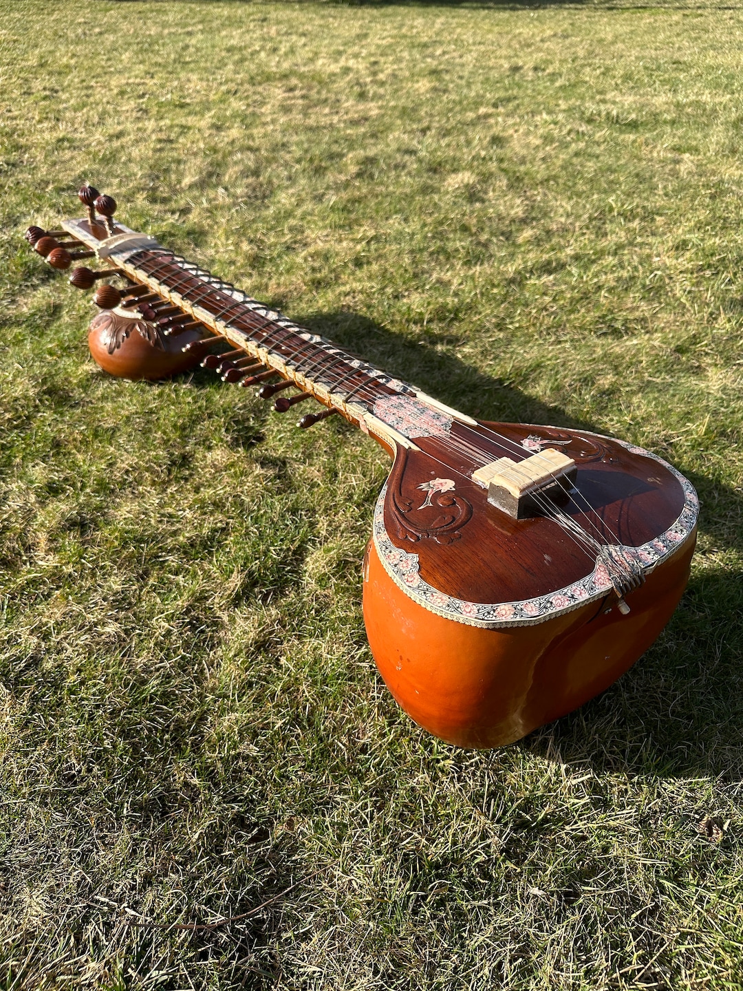 Vintage Acoustic Sitar-double Tumba Professional Sitar-7 Main String-13 ...