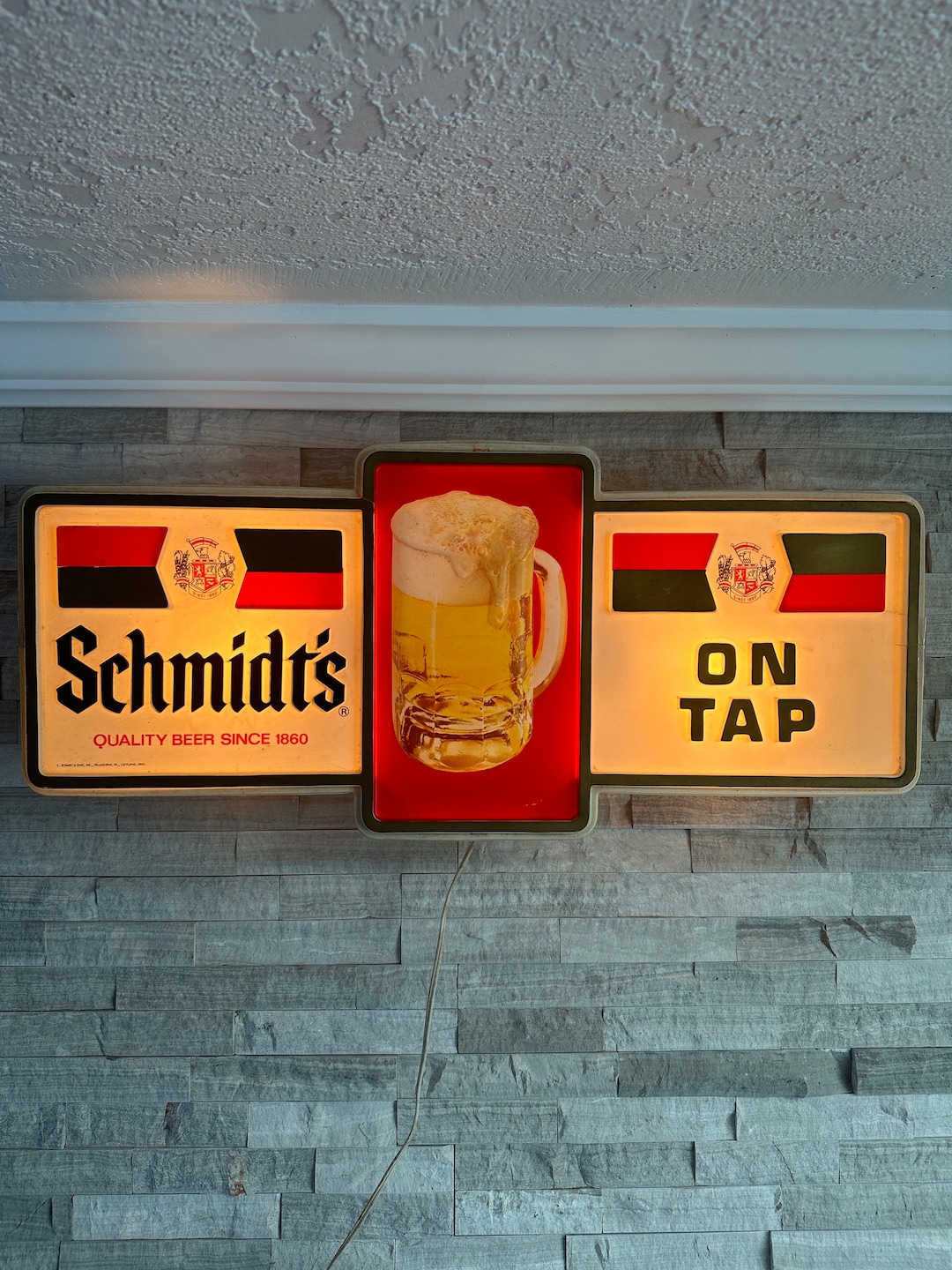 Vintage Beer Lighted Sign-schmidt's Beer-mid Century Beer Sign ...