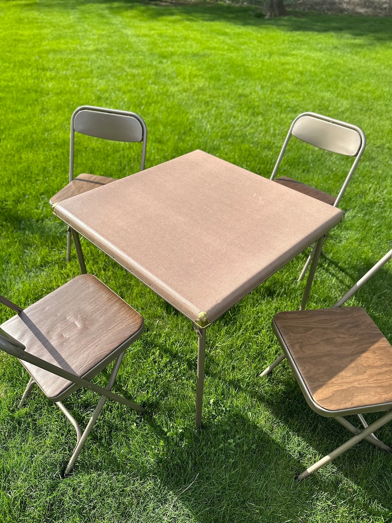 Vintage Samsonite Card Table & 4 Folding Chairs-shwayder Bros - Etsy