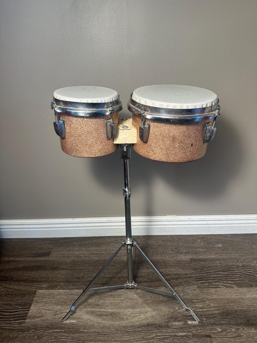Vintage Ludwig 6" & 8" Tunable Bongos - Gold Sparkle - Single Headed ...