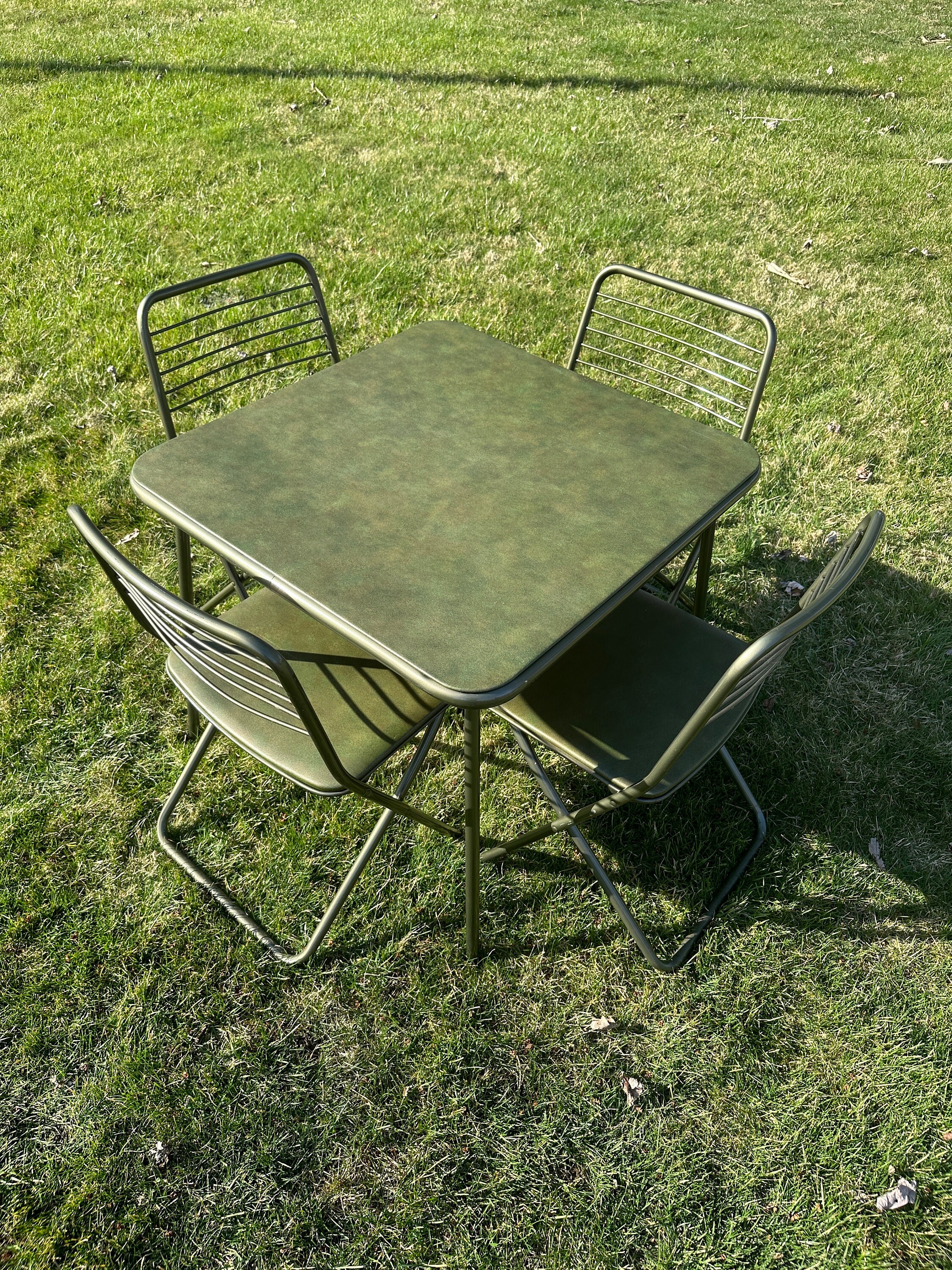 Vintage Folding Table and Chairs cosco Dining Set mcm Folding Card Table 4 Chairs green Brown retro Kitchen mid Century Patio Furniture Etsy