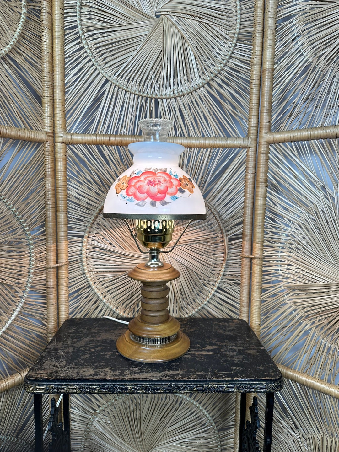 Vintage Hurricane Lamp-mcm Desk Lamp-mid Century Lighting-vtg Hurricane ...