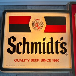 Vintage Beer Lighted Sign-schmidt's Beer-mid Century Beer Sign ...