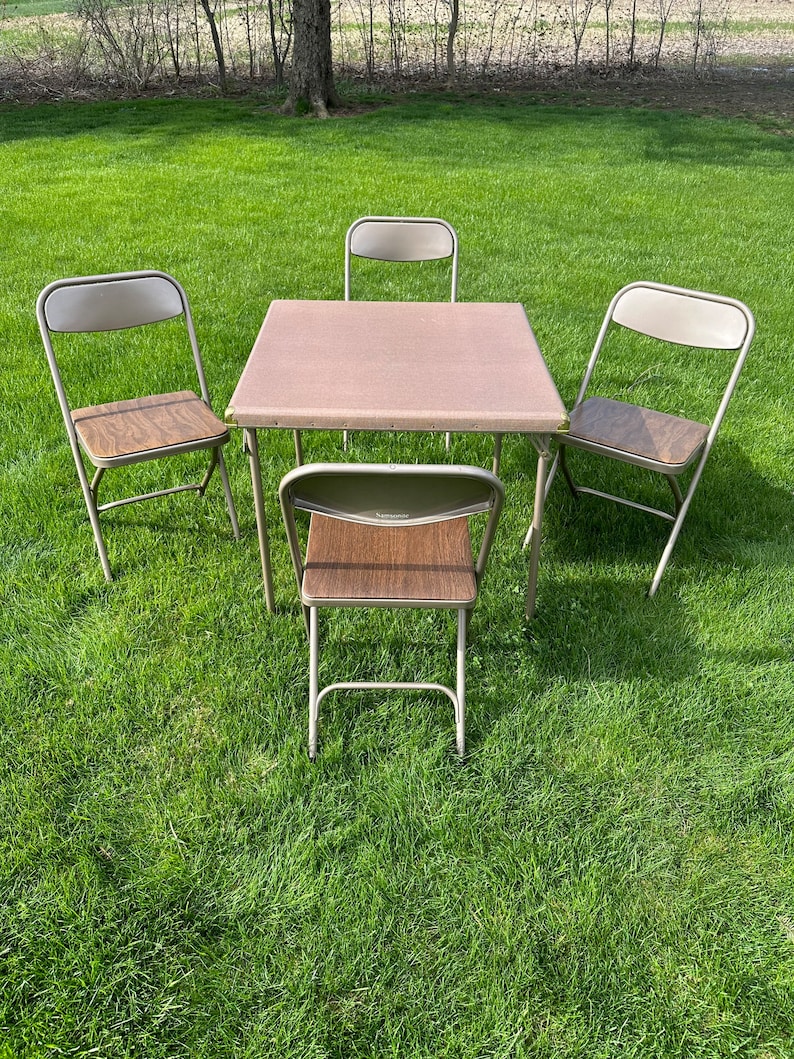 Vintage Samsonite Card Table & 4 Folding Chairs-shwayder Bros - Etsy