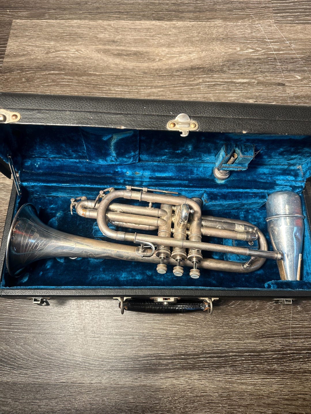Antique 1935 CG Conn Cornet – Silver Plated With Mute & Case - Art Deco ...