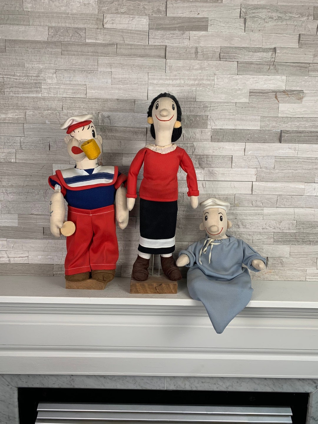 Vintage Popeye Dolls-handmade Popeye Olive Oyl Sweet Pea Cloth Dolls ...