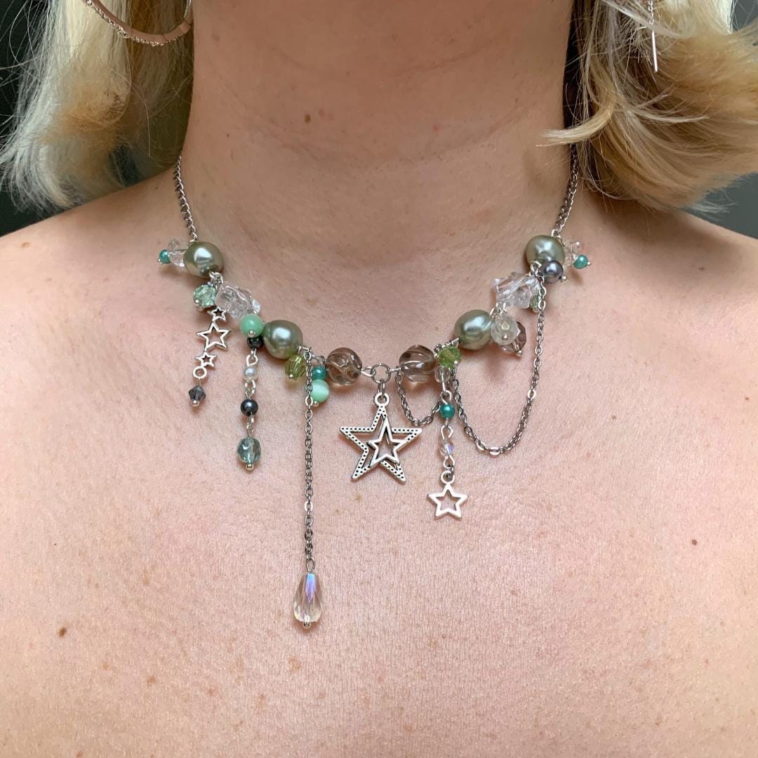 Handmade Beaded Whimsical Fairy Necklace, Stainless Steel Clutter ...