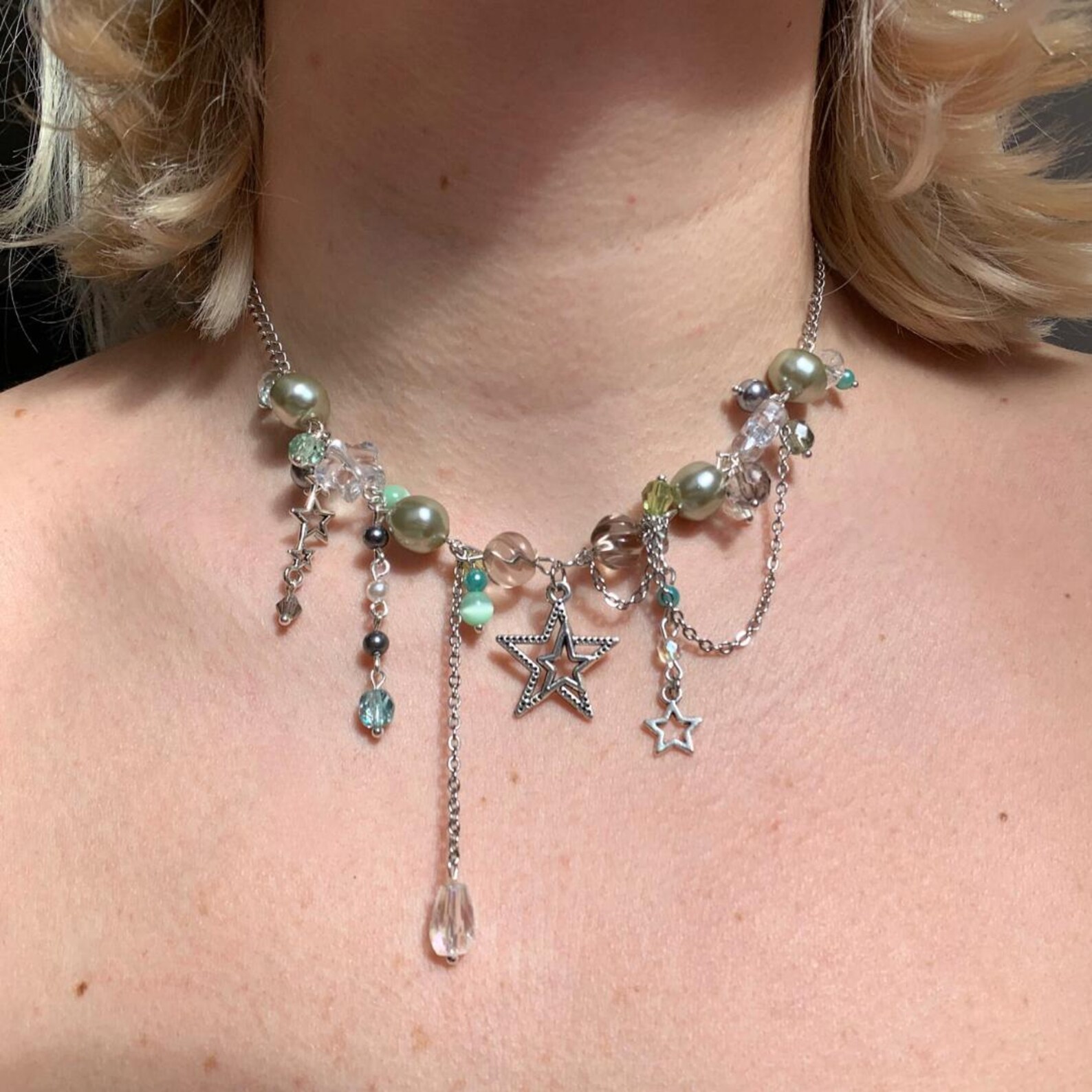 Handmade Beaded Whimsical Fairy Necklace, Stainless Steel Clutter ...