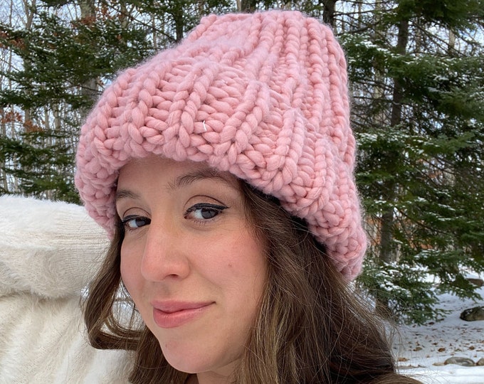 Easy Knitting Pattern Hat Super Chunky Knit Beanie Ribbed Hat Knitting ...