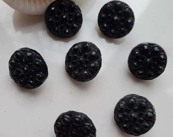 Antique Victorian Buttons, Black Glass Buttons, 19th Century Buttons ...